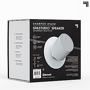Sharper Image Spastudio Shower Speaker Waterproof + Bluetooth, Magnetic Mount, IPX7 Waterproofing with Premium Sound Quality, USB-C Rechargeable Battery, Compatible with SpaStudio Shower Caddy Line