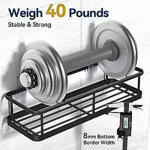 YASONIC Shower Caddy Adhesive, No Drill Bathroom Shower Organizers, with Removable Hooks and Soap Holder, Rust Proof Shower Shelves, Wall-Mounted Shower Holder, 3 Pack, Black