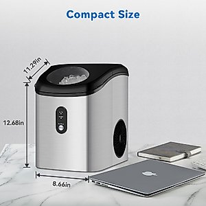 Garvee Compact Nugget Ice Maker, 33 lbs/Day Countertop Ice Maker with Soft Chewy Pellet Ice, Pebble Ice Machine with Ice Scoop & Basket for Home, 6 Minutes Ice Making, One-Click Operation, Low Noise