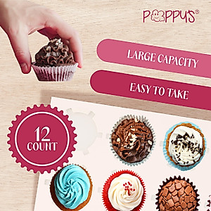 Gold-Trimmed Cupcake Boxes - 12 Count Cupcake Containers with Removable Inserts, Transparent Window Cupcake Holder (5 Pack)