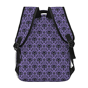 BONDIJ Haunted Mansion Unisex Large Backpack Lightweight Canvas Bag Cute Travel Backpacks