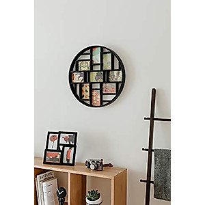 Umbra Luna Collage Picture Frame Holds Nine 4x6" Photos, Large 22-Inch Diameter, Black