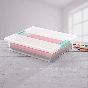 Sterilite 5.7 Qt Large Clear Plastic Stackable Storage Container Bin Box Tote w/Clear Latching Lid Organizing Solution for Home & Classroom, (12 Pack)