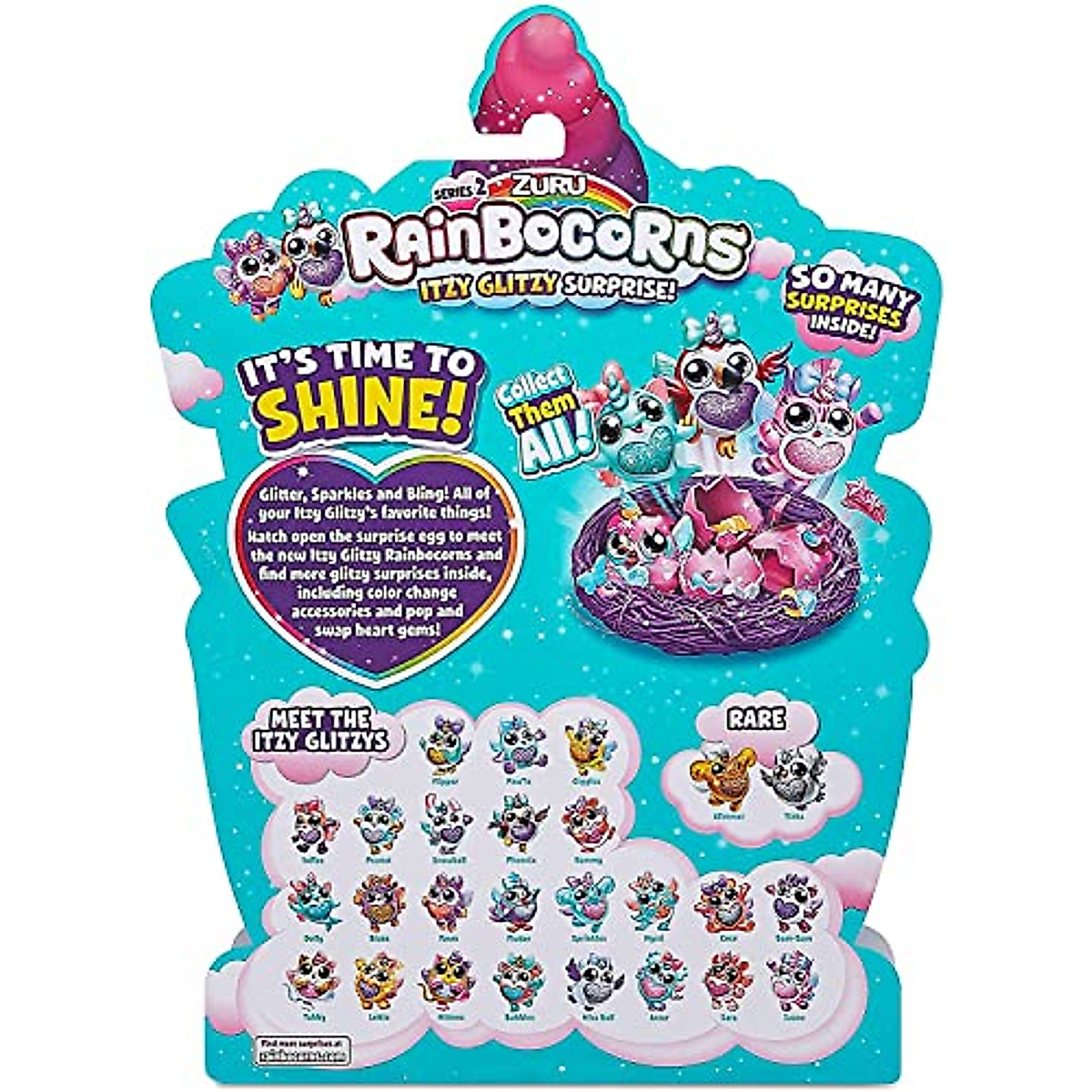 Rainbocorns Itzy Glitzy Surprise Series 2 (8 Pack) Pink Eggs by ZURU, Collectibles, Rings, Hair Clips, Pencil Toppers, Wings for Easter Basket Stuffers, Party Favors, Girls, and Kids