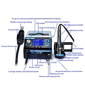 PIAOCAIYIN 992DA+ BGA Rework Soldering Station SMD Hot Air gun Solder Iron Pen Repair Board, 4 in1 Repairing Soldering Station, Multifunctional Soldering Station Kit