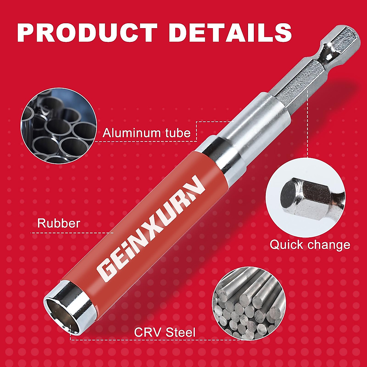 Geinxurn 5 PCS Drive Guide with Self Retracting Sleeve, Mixed Length Magnetic Drill Bit Tip Holder for Prevent Screws Shaking When Driving