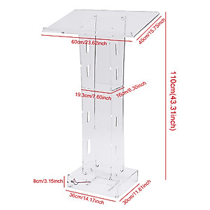 Gbonklong 110V LED Conference Pulpit Platform, Clear Acrylic Podium Speech Church Lectern Glass Transparent Lectern for Churches, Schools, Hotels, Conferences