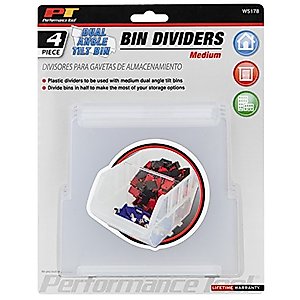 Performance Tool W5178 4Pc Clear Parts Bin Dividers for Medium Bins (W5171 & W5173)