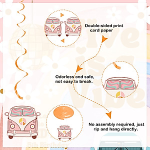 K KUMEED Groovy 5th Birthday Party Decorations,Five is A Vibe Hanging Swirl Decorations Hippie Rainbow Daisy Flower for Girls Groovy 5 Years Old Birthday Party