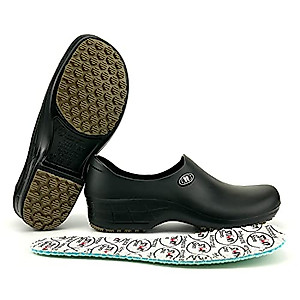 Sticky Nursing Shoes for Women - Professional Waterproof Non-Slip - Hospital Icons (Dentistry - Black, Numeric_8)