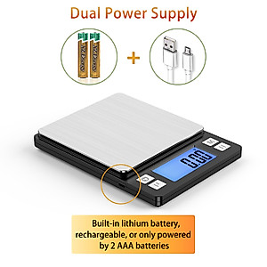 BOMATA 0.01g/1kg Upgraded Small Digital Scale, USB Rechargeable, with Larger Display and Hold,Tare Function, 9 Units, High Precision Digital Scale Grams and oz for Small Item, Kitchen…