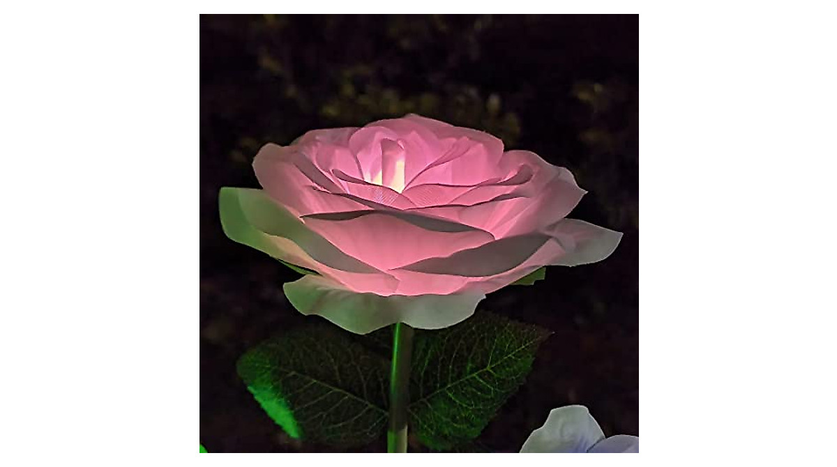 Outdoor Solar Rose Lights - Color Changing Garden Stake 2 Pack