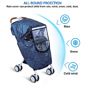 Stroller Rain Cover,Stroller Cover for Winter,Universal Stroller Accessory,Waterproof,Windproof,Breathable,Protect from Rain Wind Snow,Cold,Baby Travel Weather Shield