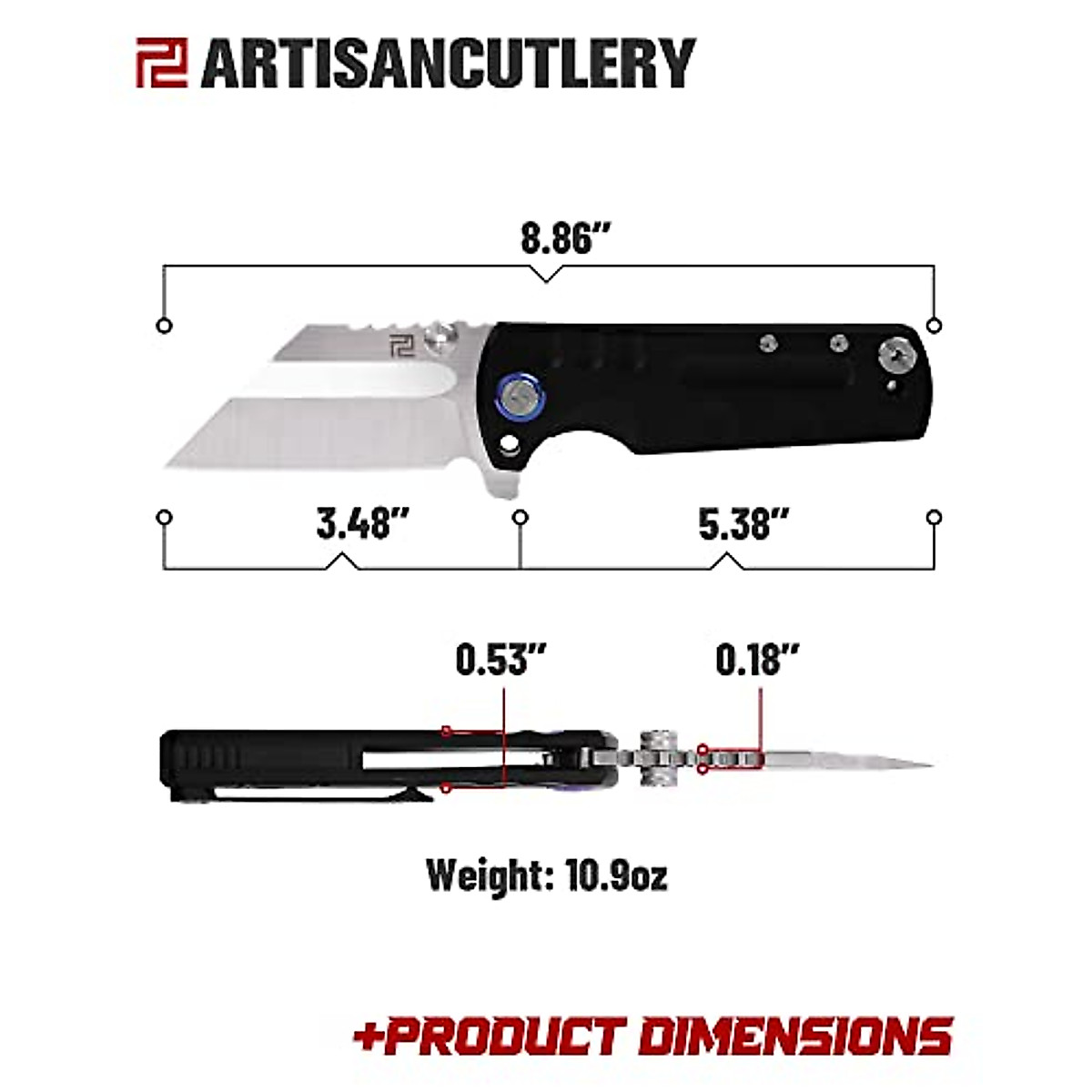 ARTISANCUTLERY Tactical Knife Proponent Folding Knife S35VN Steel Blade with Aviation Grade Titanium Alloy Handle Fixed Blade EDC Knife for Hunting,Camping and Outdoor 1820G Black