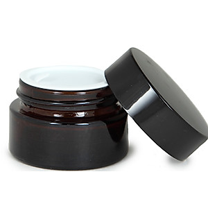 Vivaplex, 12, Amber, 15 ml, Round Glass Jars, with Inner Liners and black Lids