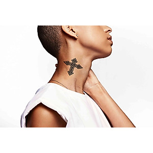 Dopetattoo 6 Sheets Temporary Tattoo Cross Tattoo Fake Tattoos Neck Arm Chest for Women Men Adults