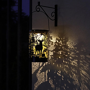 Christmas Decorations Solar Lantern Outdoor Hollow-Out Elk Solar Outdoor Lights Garden Lights Waterproof Decorative Lights for Yard Landscape Lighting Solar Spot Lights Outdoor Christmas Gifts