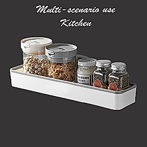 HSEdge Plastic Shower Caddy Shower Shelves No Drilling Adhesive Bathroom Shelf Wall Mounted Storage Rack Kitchen Spice Rack (16.33")