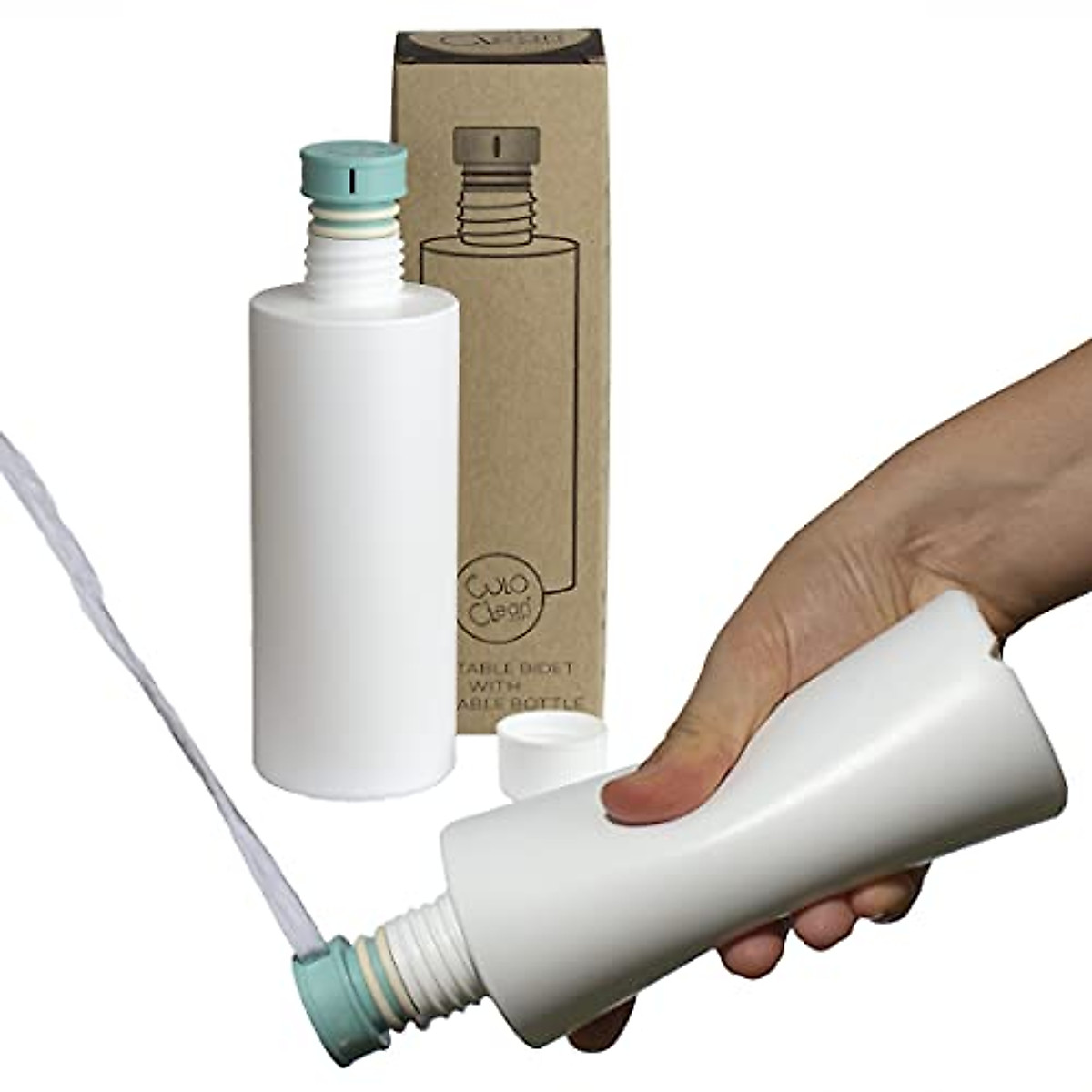 CuloClean Portable Bidet for Toilet or Travel (Aquamarine). Peri Bottle for Men and Women. Handheld Spray. Bath Essentials (CuloClean + Bottle, 1pcs Aquamarine)