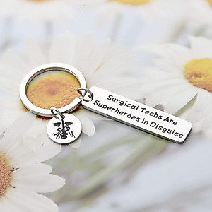 Lywjyb Birdgot Surgical Tech Keychain for Surgical Technologist Gift Surgical Techs Are Superheroes in Disguise Keychain (Surgical Techs Are)