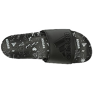 adidas Unisex Adilette Comfort Slide Sandal, Core Black/Core Black/White, 15 US Men