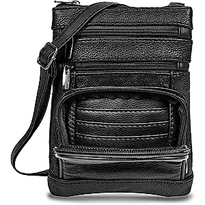 Krediz Genuine Leather Cross Body Handbag- Multi Pocket Women’s Purses with Adjustable Strap-Travel Ladies Shoulder Bags