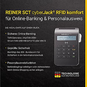 Reiner SCT cyberJack RFID Komfort Chipkartenlesergerät (USB 2.0) Schwarz