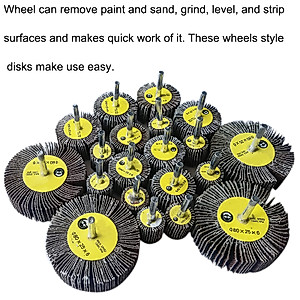 Tonmp 20 Pack 4 Sizes (1"/1.5"/2"/3") 1/4" Abrasive Flap Wheel Sander Set - 40/60/80/120 Grits Mounted Flap Wheels, Aluminum Oxide Sanding Flap Wheel Sander for Removing Rust and Polishing