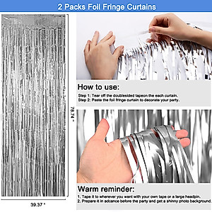 Blue Birthday Decorations for Men, Happy Birthday Decorations for Men Women Boy Party Decoration Backdrop & Tablecloth Balloons Arch Kit Blue Silver Confetti Balloons Foil Fringe Curtains Table Cover