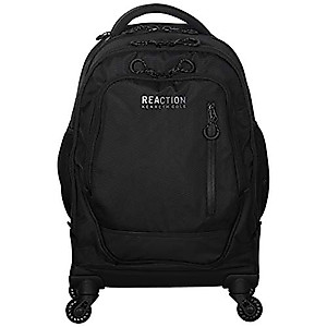 Kenneth Cole Reaction 17" Polyester Dual Compartment 4-Wheel Laptop Backpack, Black