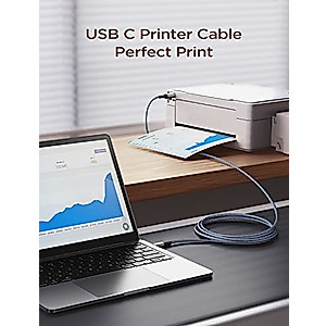 AINOPE USB C Printer Cable 6.6 FT USB B to USB C Printer Cable [2022 Upgrade] 2.0 High-Speed Premium Nylon Printer Cord for MacBook Pro/Air, USB C MIDI Cable for Casio Digital Piano MIDI Controller