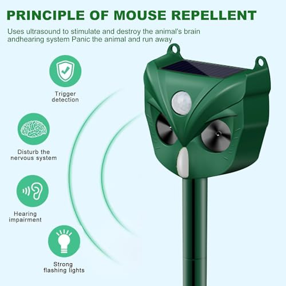 2024 Solar Ultrasonic Animal Repeller, Dog Repellent Outdoor, Squirrel, Raccoon, Skunk, Rabbit, Fox, Deer, Bird etc.Motion Detection, LED Flashing Light Model-546