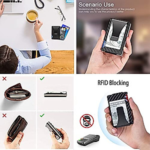 Lywencom Carbon Fiber Wallet,RFID blocking anti-theft card ultra thin cash credit holder black,metal money clip lightweight high classic portable durability (Black)