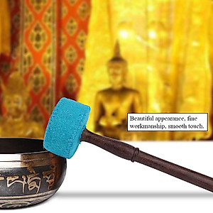 Hard Wood Felted Striker, Handmade Hard Wood Multi-purpose Tibetan Buddhism Singing Bowl Mallet Striker Stick for Meditation Chakra Healing Prayer and Yoga (Light blue)