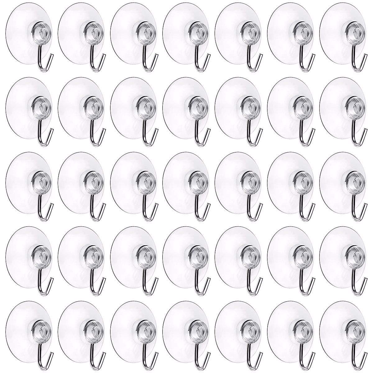 Mudder Suction Cup Hooks Wall Hooks 1.77 Inch Clear Suction Cups with Metal Hooks for Window Glass Kitchen Wall Towel Hooks Hangers Supplies for Christmas Light Decorations(80 Pieces,30 mm)