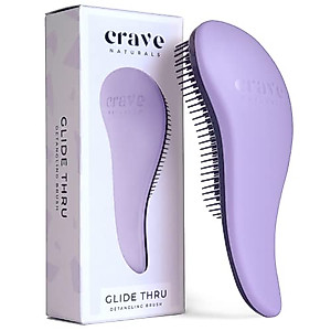 Crave Naturals Glide Thru Detangling Hair Brush for Adults & Kids Hair - Detangler Brush for Natural, Curly, Straight, Wet or Dry Hair - Hairbrush for Men & Women - 1 Pack - Purple