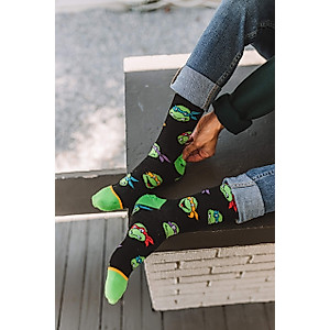 Cool Socks Retro TMNT Teenage Mutant Ninja Turtles, Novelty Crew Socks for Men