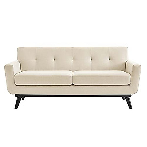 Modway Engage Herringbone Fabric Loveseat, Beige