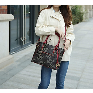 MKF Crossbody Shoulder Bag for Women – PU Leather Top Handle Pocketbook – Roomy Tote Satchel Handbag Purse M Charm Brown