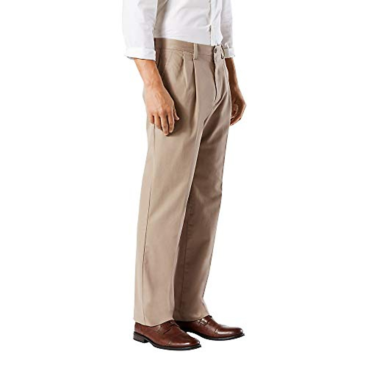 Dockers Men's Classic Fit Easy Khaki Pants-Pleated (Standard and Big & Tall), Timberwolf, 34W x 32L
