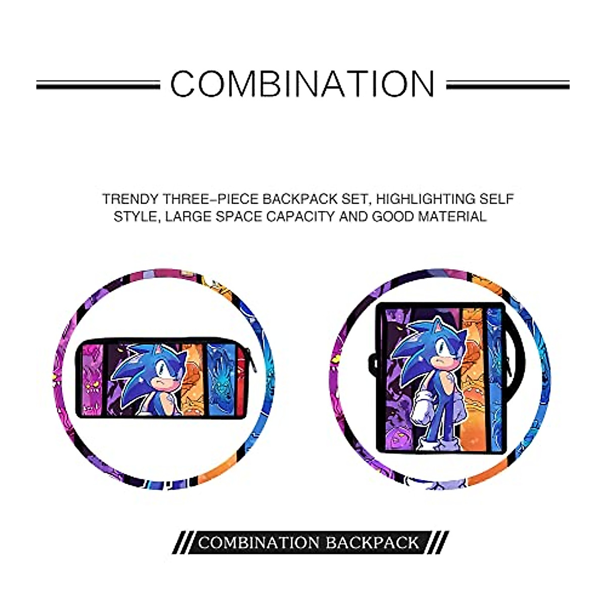 Wavlienv Cartoon 3PCS Backpack Travel Backpack Sports Backpack for Boys and Girls Game Fans Gift 2-One Size