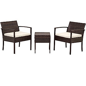 FHFO Patio Furniture Set 3pcs Patio Conversation Set Outdoor Furniture Outdoor Patio Furniture Set Table and Chairs with Cushions for Garden Balcony Backyard Porch Lawn