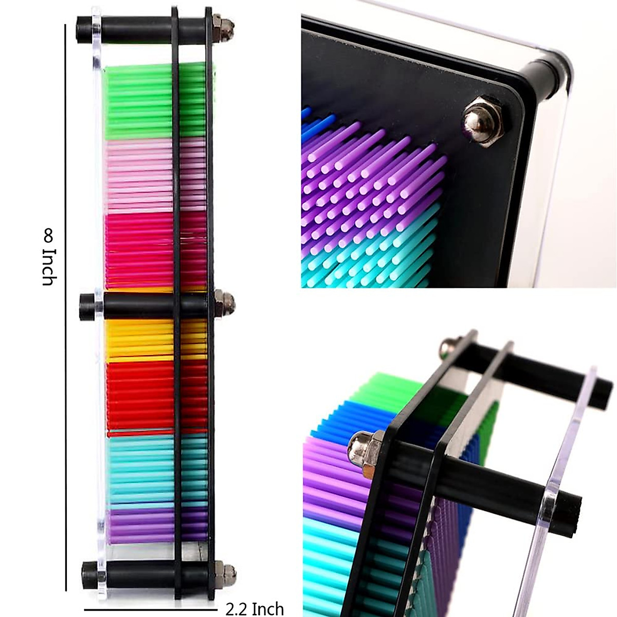 Sharkwill 3D Pin Art Sensory Toy Rainbow Needles Fidget Palm Board Extra Large(6 x 8 Inches) Arouse Sense of Imagination Innovative Boundless Creativity