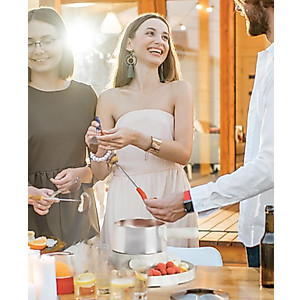 Sharper Image® Fondue Set – Electric Fondue Pot, Adjustable Heat, BPA-Free Stainless Steel, Cheese & Chocolate Fountain, Housewarming & Wedding Gift, Home Essentials Kitchen Gadgets, Mini Appliances