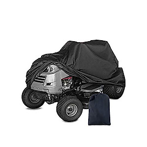 J&C 66x23x45.6inches Outdoors Riding Lawn Mower Cover Black Waterproof Dustproof Patio Tractor Cover Mower Protection for Ride-On Garden Tractor (S)