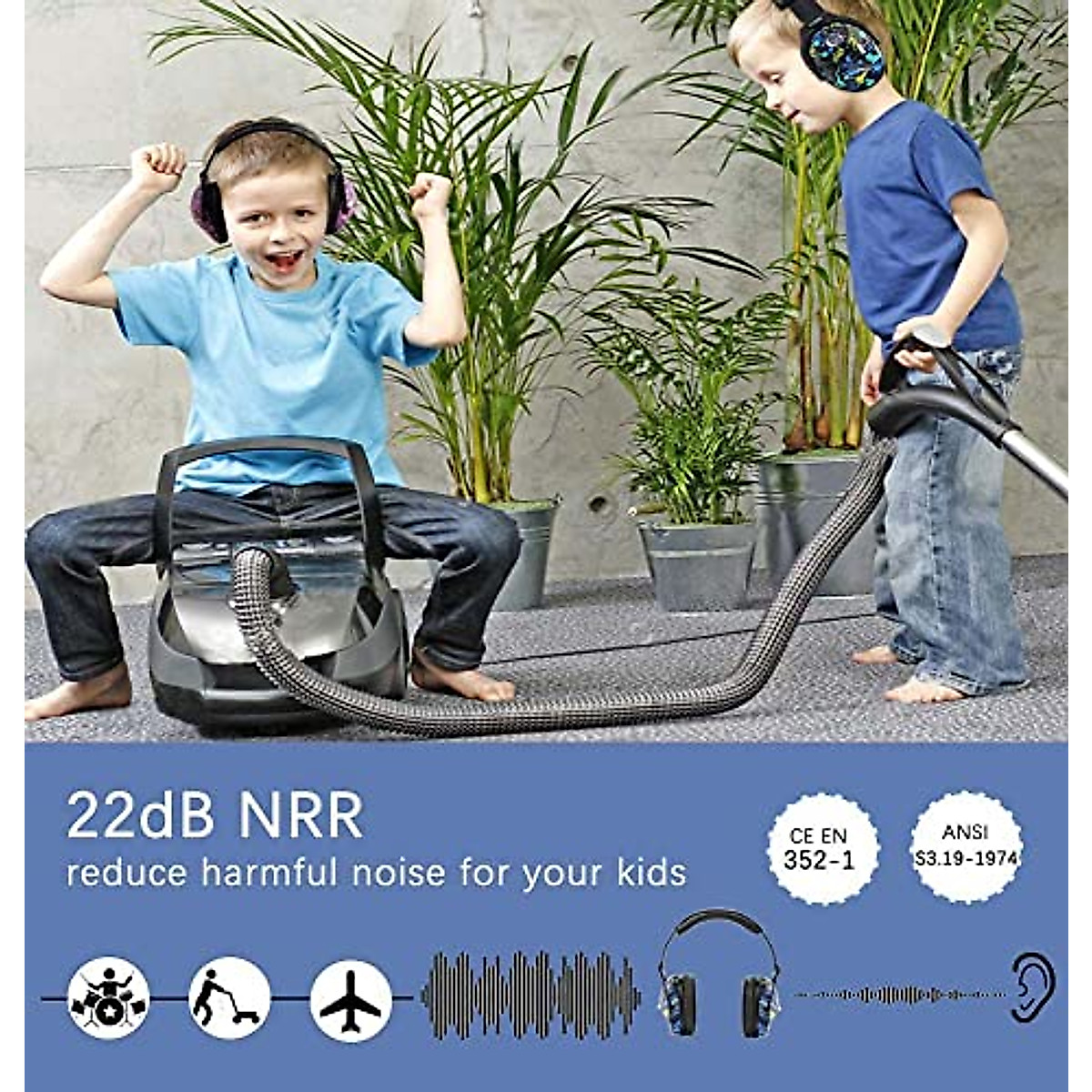 ZOHAN Kids Ear Protection 4 Pack(Nebula&Rap&Green&Orange)
