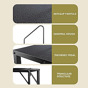 Step Ladder, Step Stool with Handle, Heavy Duty Pool Ladder Above Ground 660Lbs, Camper Steps Outdoor Steps RV Stairs for Reaching High, Portable Home Stairs for Travel Trailer (3 Step, Single Handle)