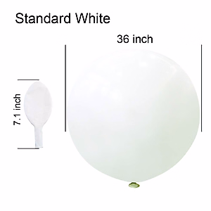 Neo LOONS 36 Inch Giant Latex Balloons, Standard White Round Balloons for Birthdays Weddings Receptions Festival Party Decoration, Pack of 5 Pcs