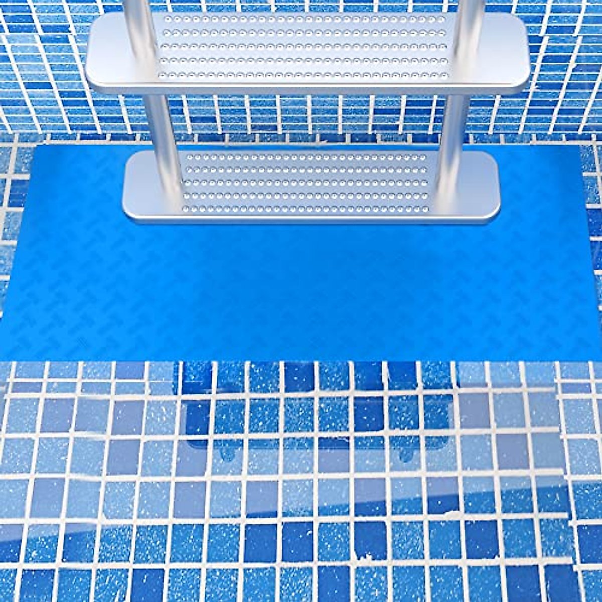 DECOHS Pool Ladder Mat- 9"x36" Non-Slip Pool Step Mat-Protective Swimming Pool Ladder Mat for Above Ground Pools Steps Stairs Ladders (Stripe-1PC)