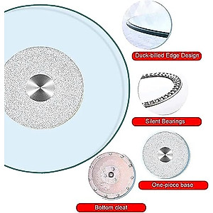 Round Glass Turntable Lazy Susan, 50-110 Cm Tempered Glass Serving Tray Revolves 360° Rotating Board Plate Dish Table Centrepiece Serve Cakes Cheese Snacks (Color : Silver, Size : 50cm(20in))